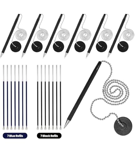 2 Pcs Counter Pen Chain Table Standing Office Signature Desktop ...