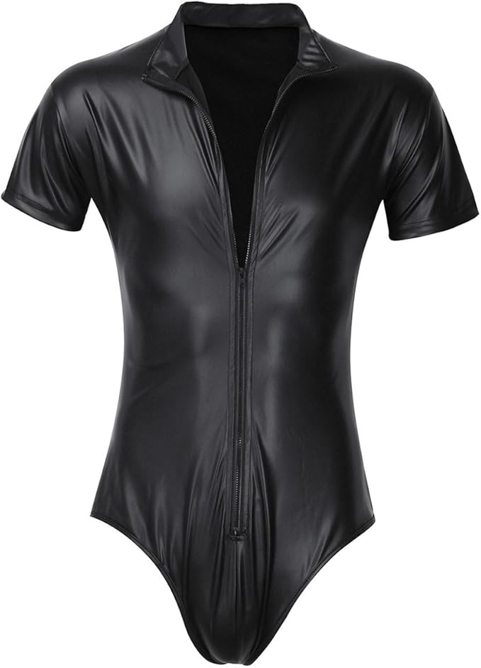 iixpin Herren Body Zip Wetlook Bodysuit Overall Männerbody Einteiler ...