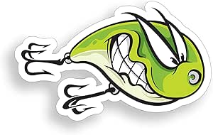 Amazon.com: Angry Fishing Lure Sticker Funny Fish Decal Laptop Boat Car ...