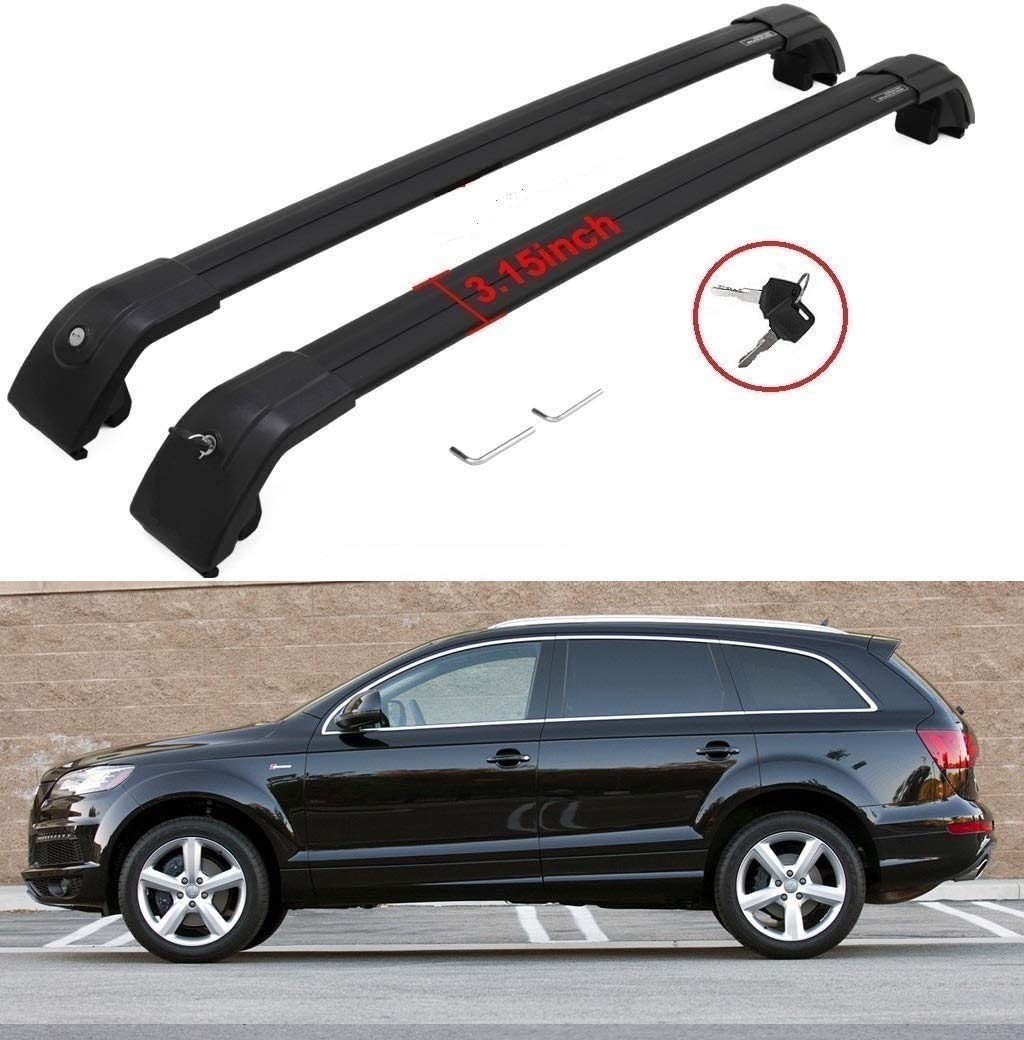Black Roof Cargo Rack for Audi Q7 2007-2015 Cross Bars Roof Rack Rail ...