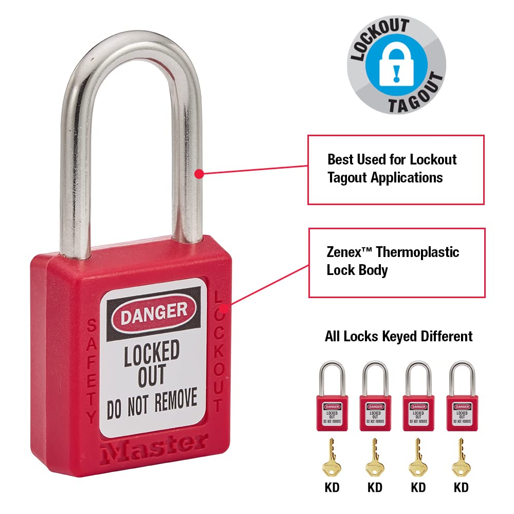 Mua Master Lock Red Lockout Tagout Safety Padlock with Key, Metal ...