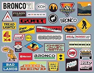 Amazon.com: Ford Bronco Sticker Sheet, 36 Individual Stickers, Vinyl ...