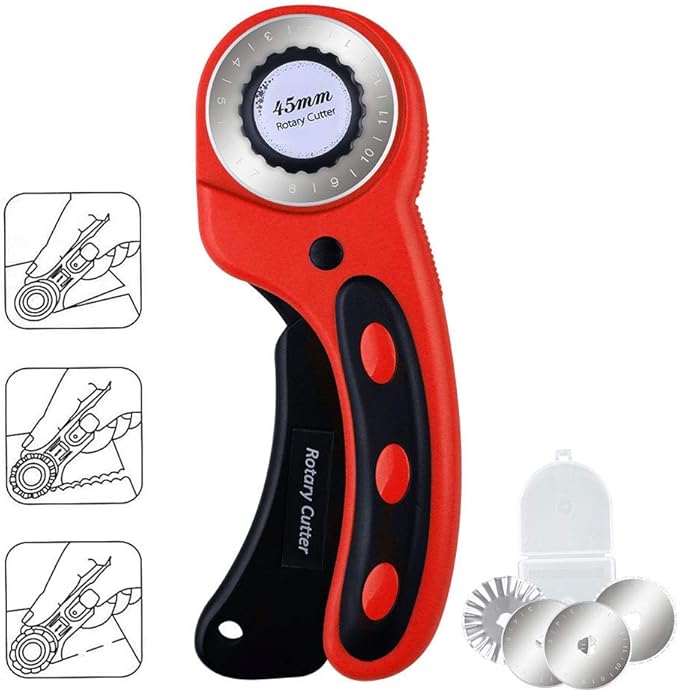 SUPERSUN Cúter Rotativo con 4 x Cuchillas Circular 45mm, Cortador ...