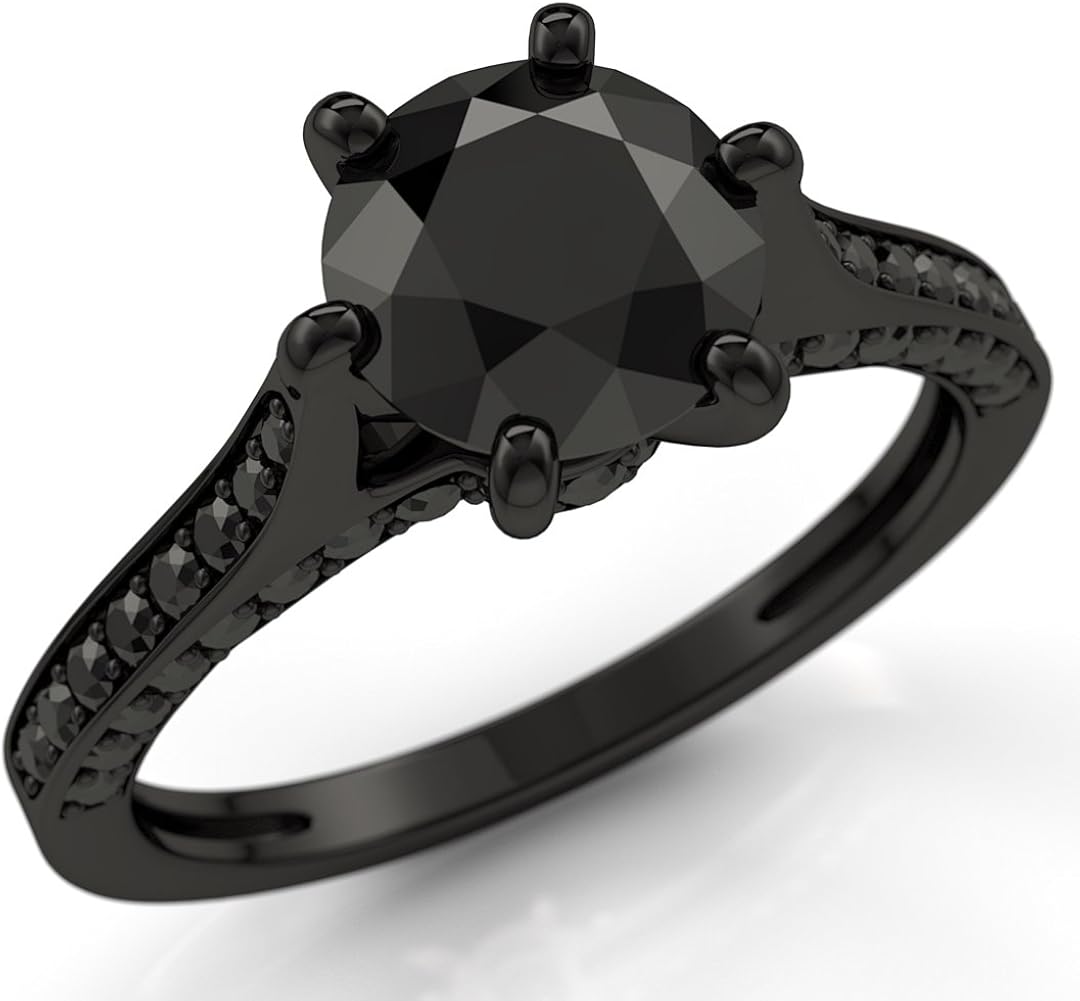 Amazon.com: Black Ring Womens Black gold-filled Rings Wedding Band ...