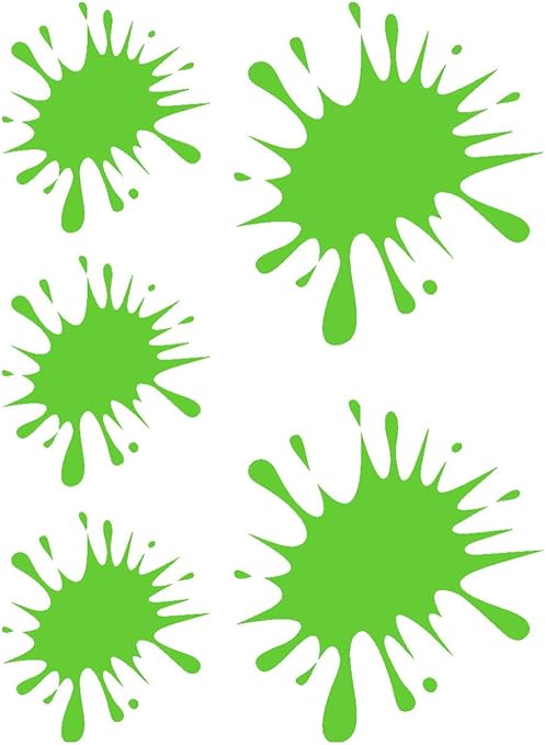 Paint Splatter Stickers Pack of 5, lime green 063, 2x 8x9cm, 3x 5x6cm ...