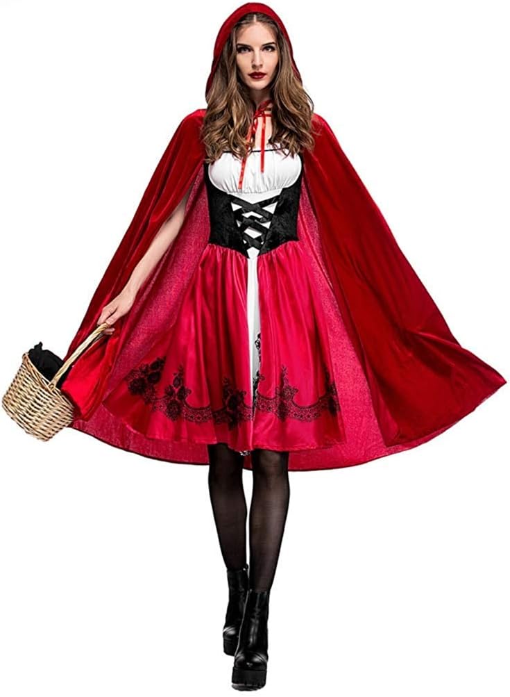 Gshy Halloween Robes Rouge Femme Cosplay Déguisement Petit Chaperon ...