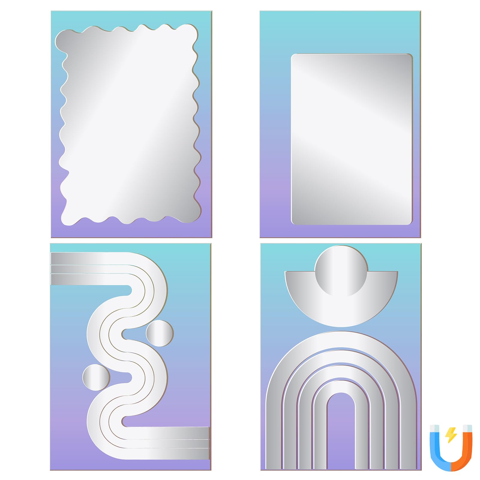Beeveer 4 Pcs Iridescent Magnetic Locker Mirrors Iridescent Locker ...