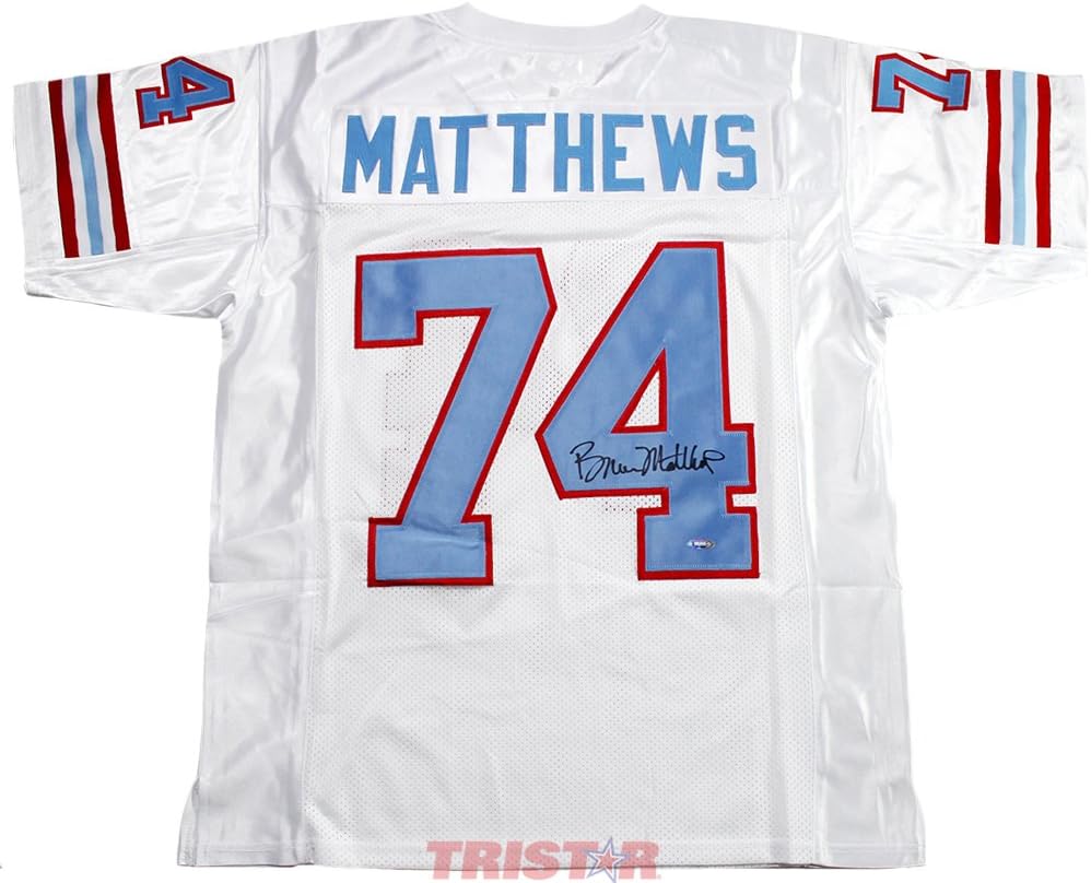 Bruce Matthews Signed Autographed Houston Oilers Custom White Jersey ...