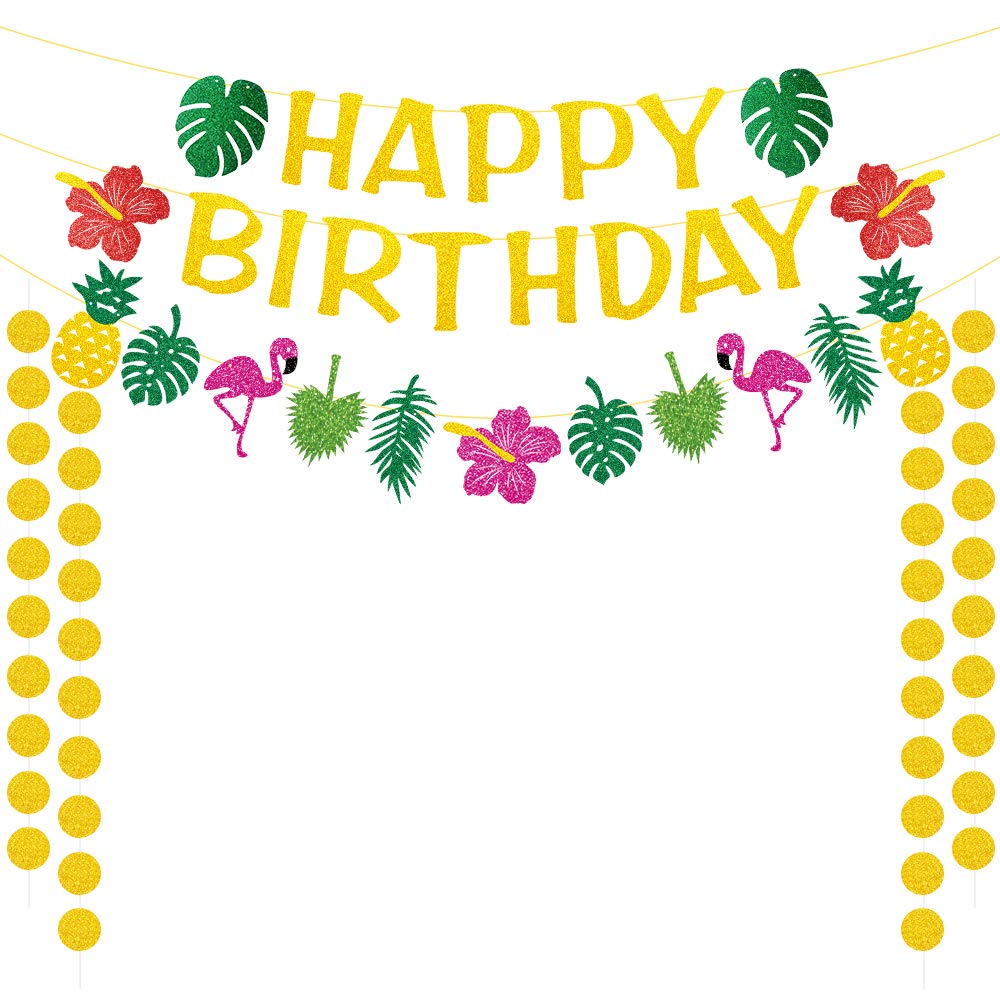 Mz Ogm Birthday Decorations Includes Happy Birthday Banner Tropical ...