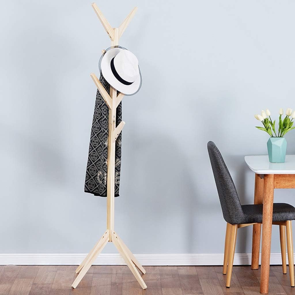 WXZYMJ 3.5cm thick clothes pole solid wood coat rack bedroom hanging ...