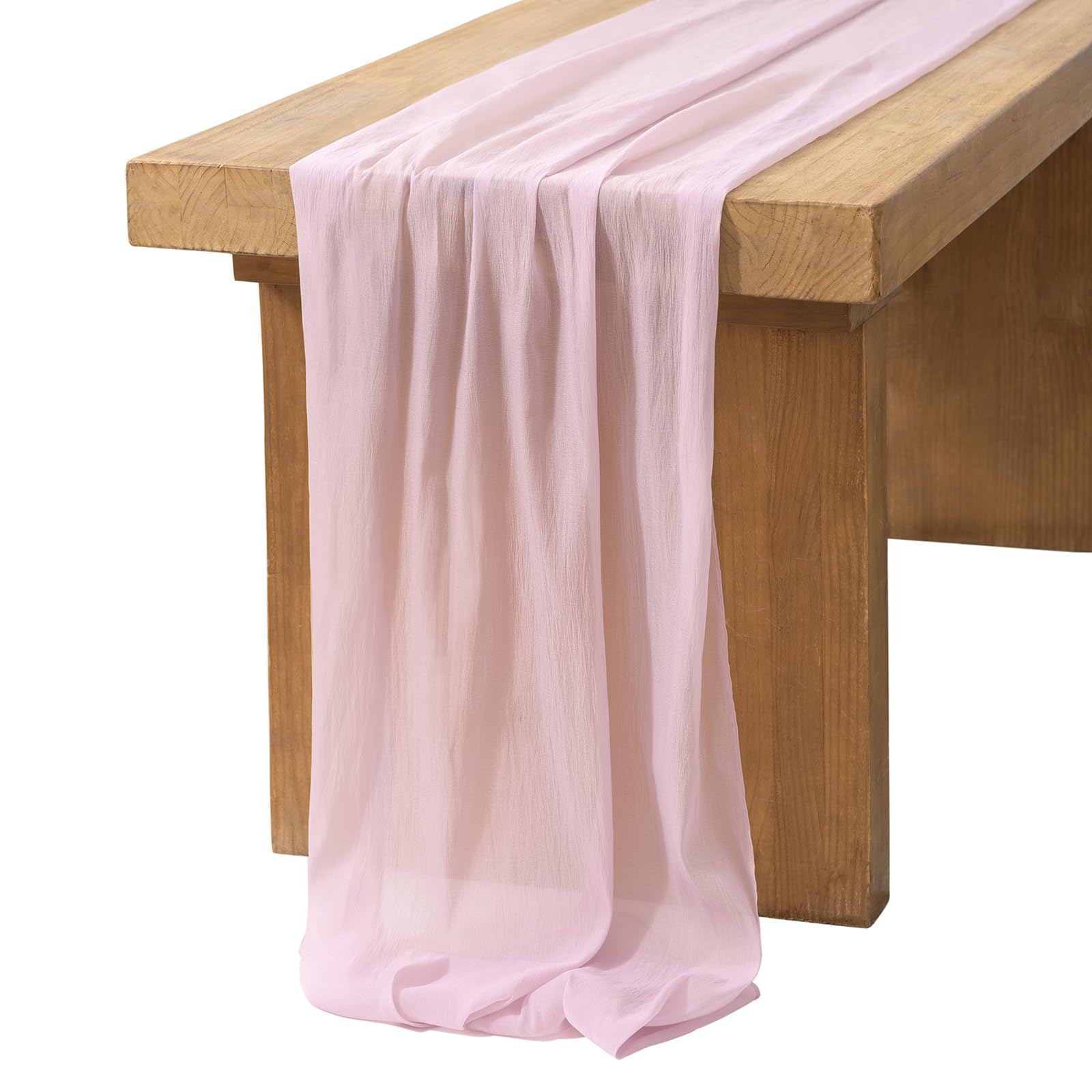 Ling's Moment 14Ft Pink Table Runner Shabby Blush Sheer Chiffon Like ...