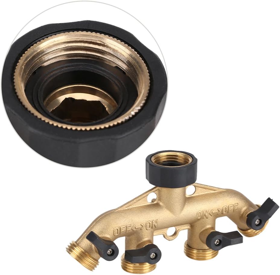 Heavy Duty Brass 3/4 Thread 4 Way Garden Hose Connector Splitter ...