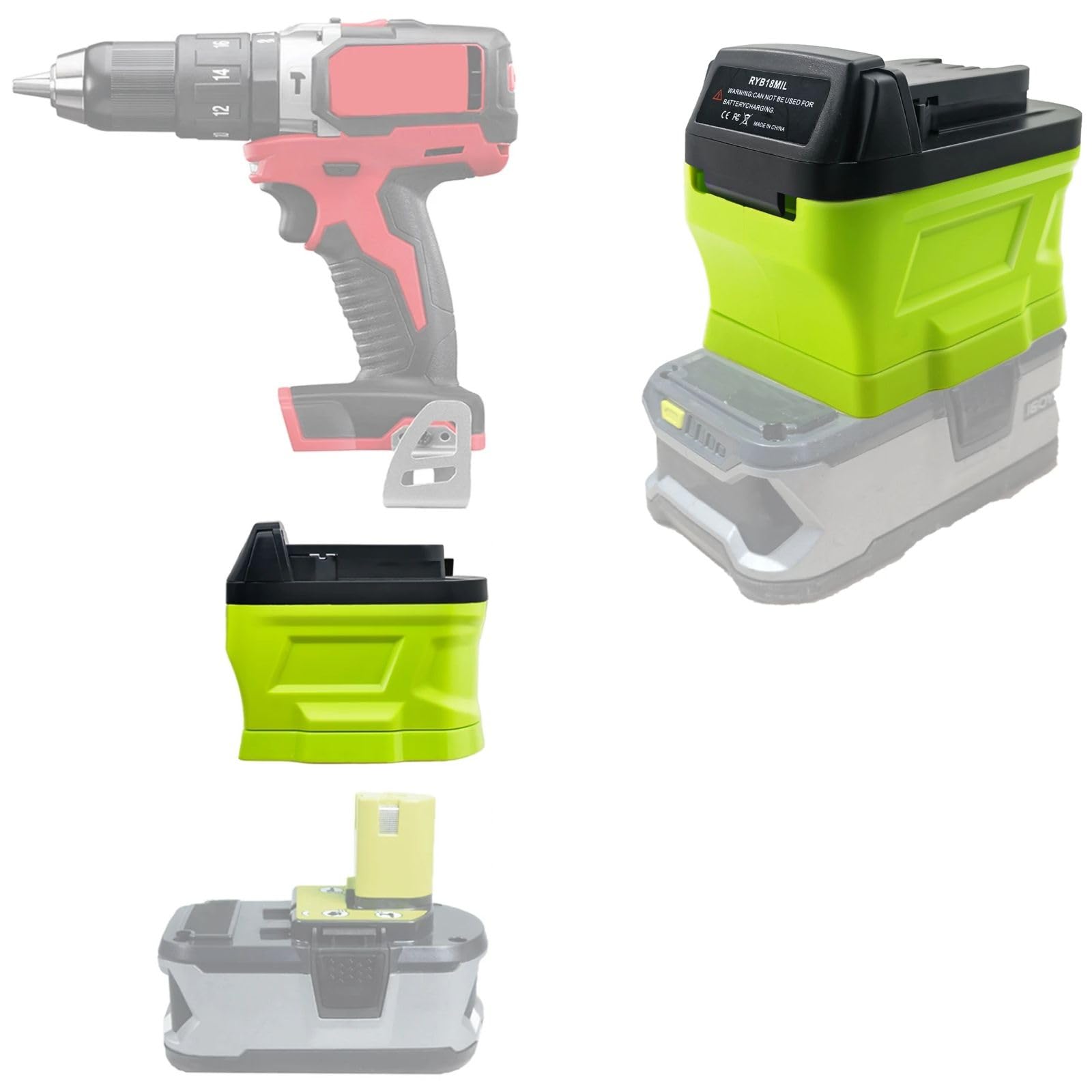 MAKBOS for Ryobi for Milwaukee Battery Adapter Converter,Replacement ...