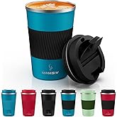 Amazon.com: Peakvil 12 oz Insulated Coffee Mug To Go - Reusable Travel Thermos Water Bottle ...