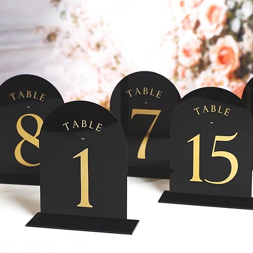 Black and gold wedding table numbers | Beachweddingtips.com
