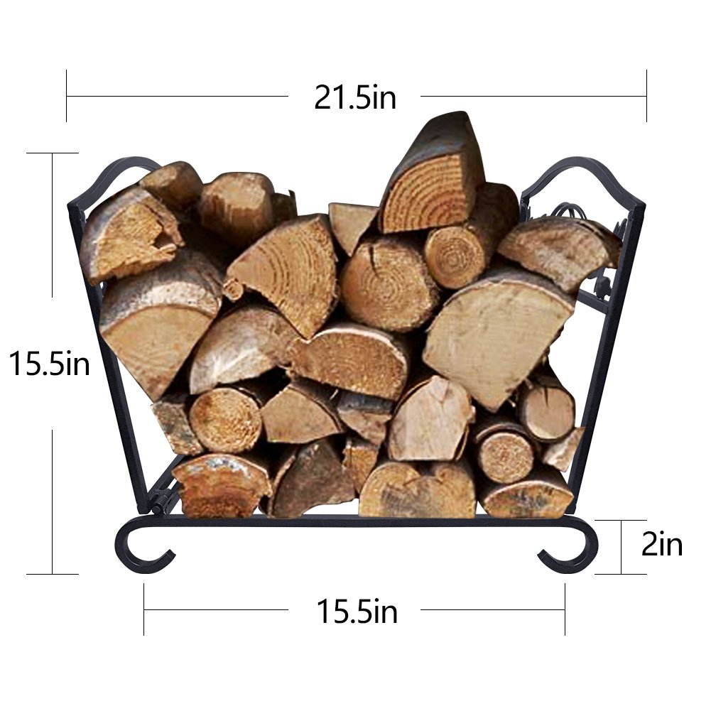 Fireplace Log Holder Wrought Iron Indoor Fire Wood Stove Stacking Rack ...