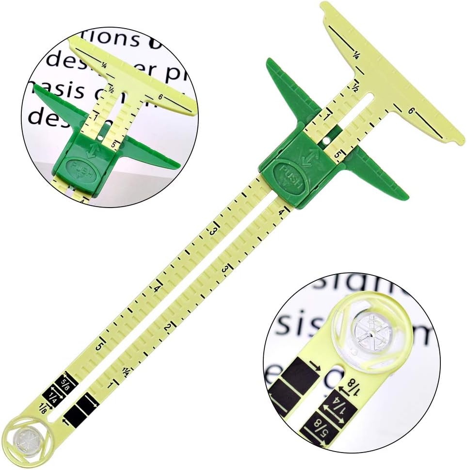 kuou 2 Pcs Sliding Gauge Measuring Sewing Ruler Tool, 5-in-1 T-Shaped ...