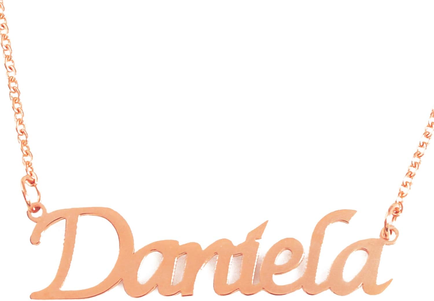 Amazon.com: Daniela Name Necklace 18ct Rose Gold Plated Personalized ...