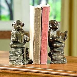 Amazon.com: Reading Monkey Bookends Pair: Home & Kitchen