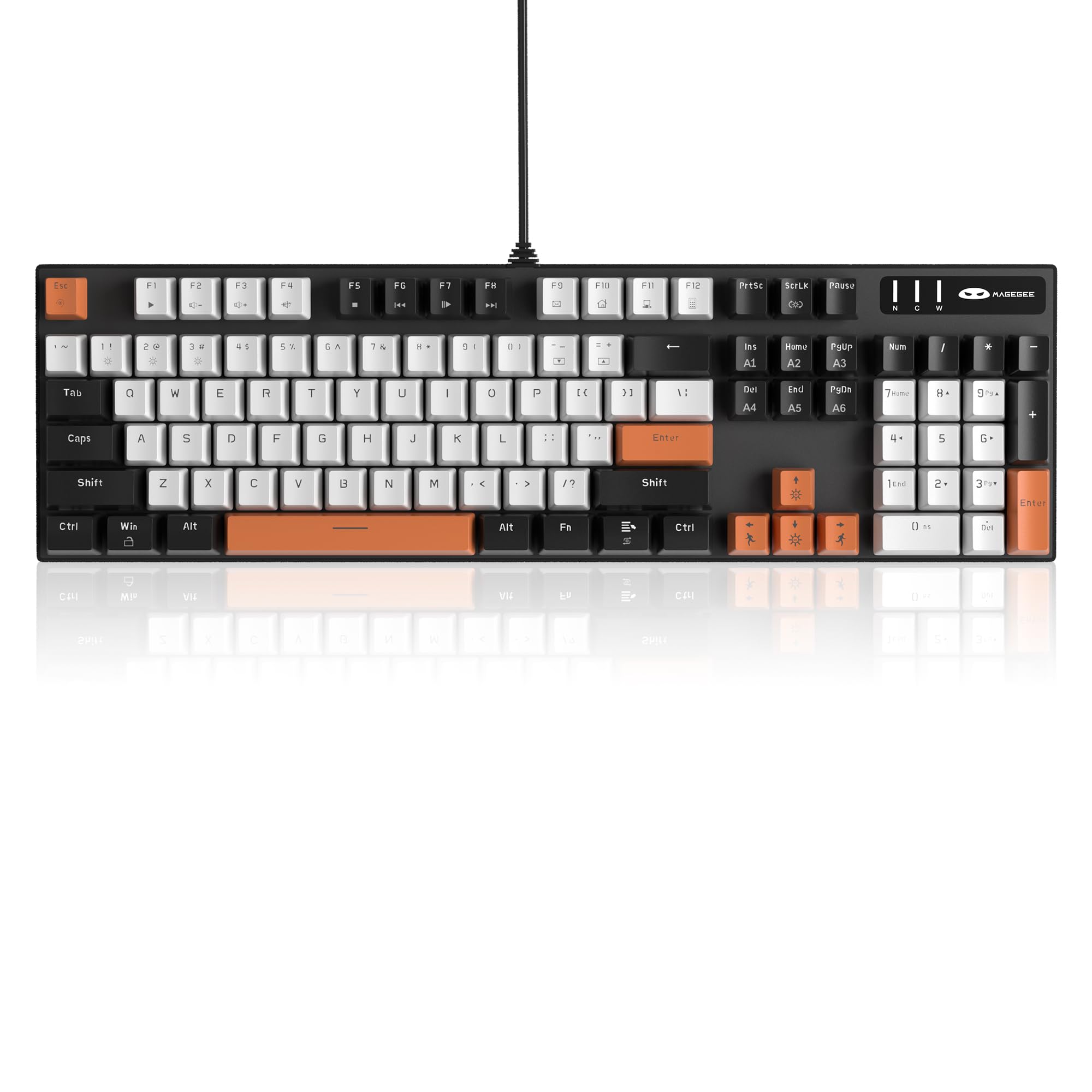 MageGee Mechanical Gaming Keyboard, 104 Keys White Backlit Keyboard ...