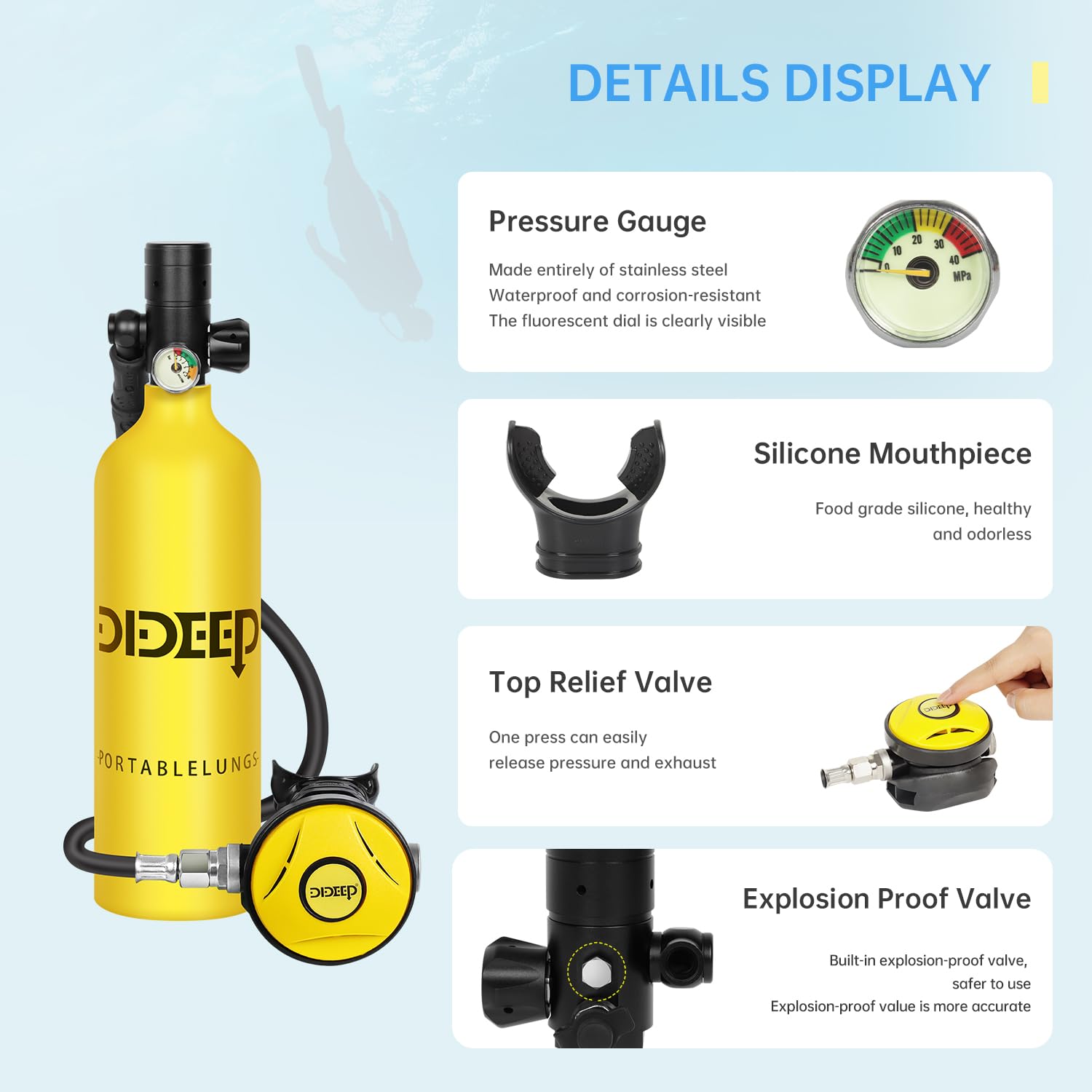 Mua Scuba Tank, 1L Mini Scuba Tank, Support About 15-20 Minutes ...
