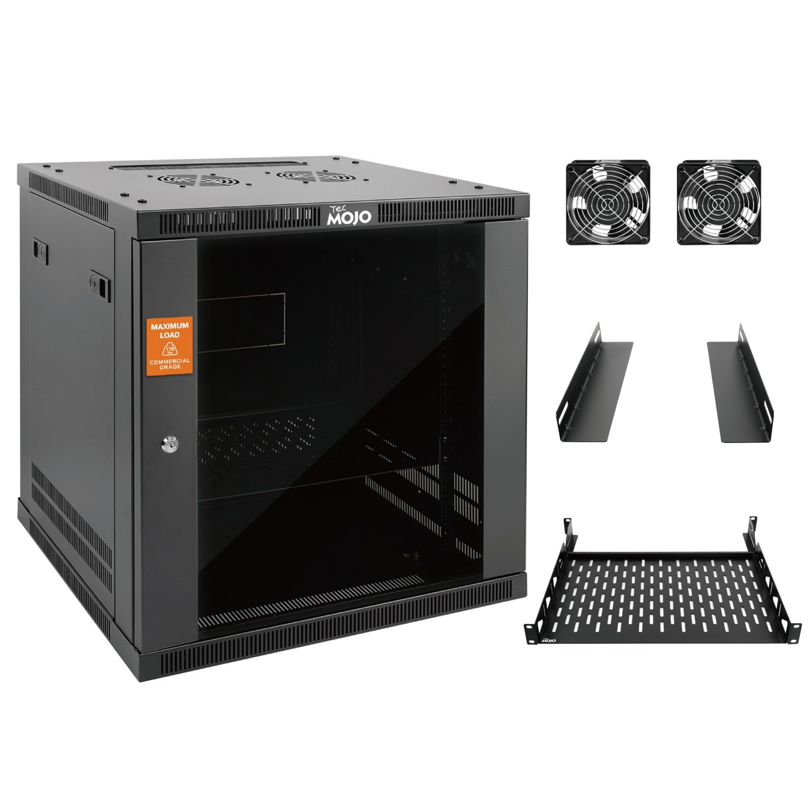 Tecmojo 12U Wall Mount Rack Cabinet, Heavy-Duty 176 Lbs High Load ...