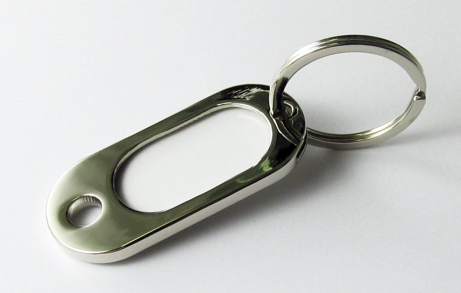HEAVY DUTY QUALITY NICKEL PLATED METAL KEY TAG FOB WITH BLANK INSERT ...