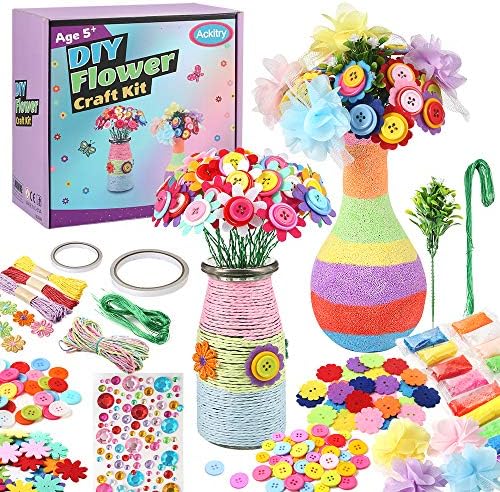 Ackitry 2 Pack Flower Craft Kit DIY Vase for Kids, Make Your Own Flower ...