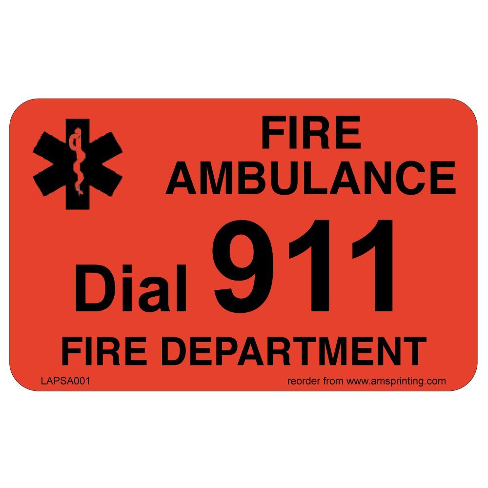 Amazon.com : FIRE or Medical Emergency Dial 911 Phone Stickers, 2" x 1 ...