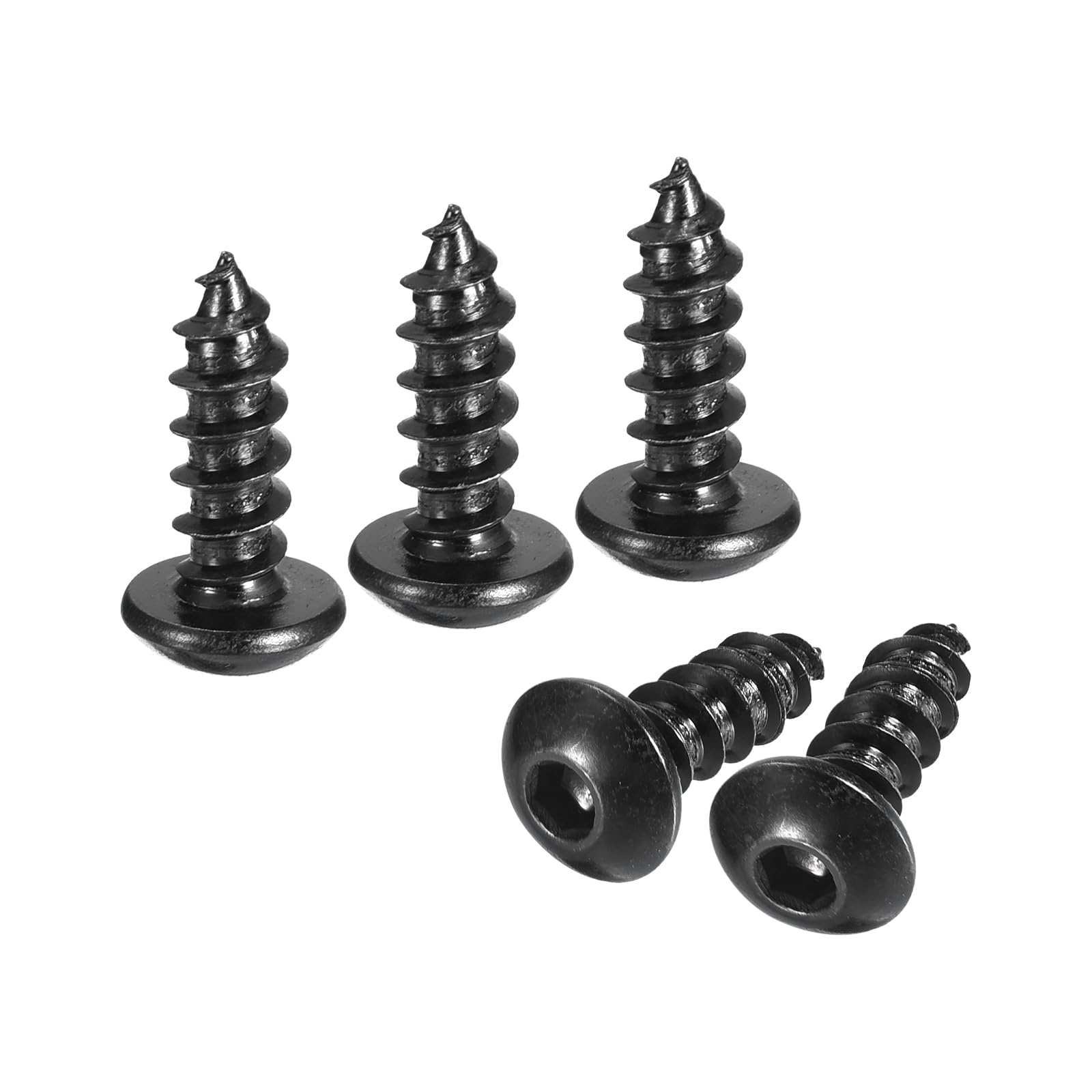 uxcell Hex Socket Self Tapping Screws, M5 x 16mm Carbon Steel Wood ...