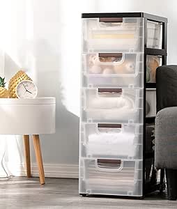 Amazon.com: 5-Drawer Rolling Storage Cart on Wheels, Clearview Craft ...
