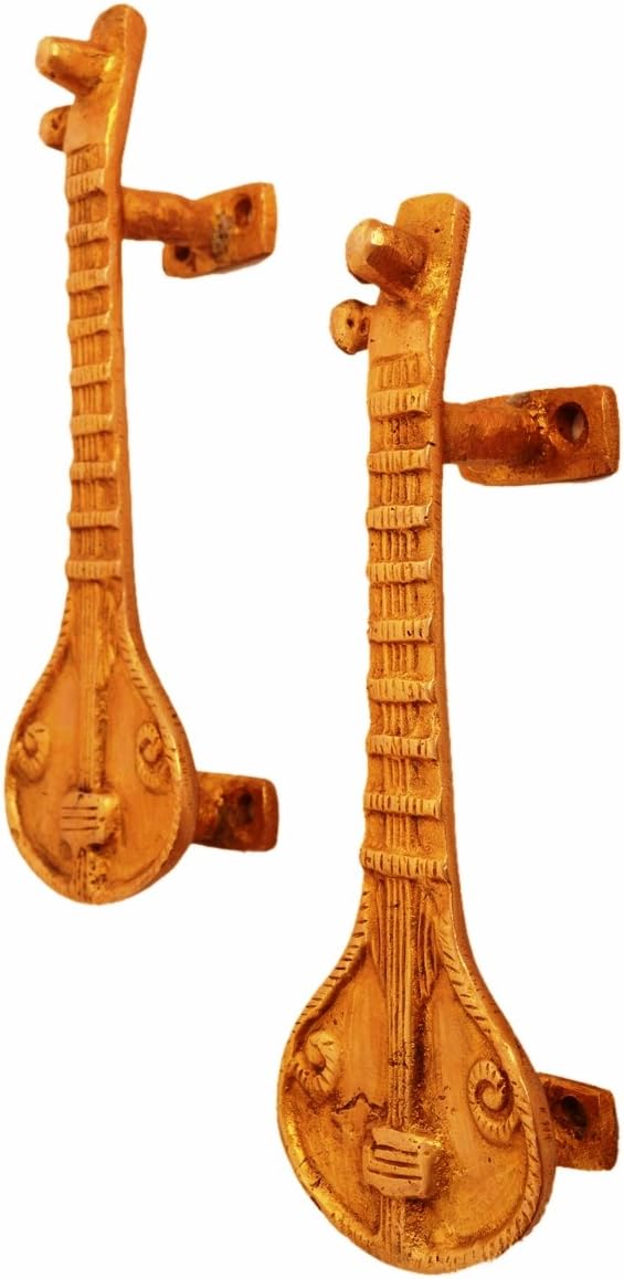 Purpledip Door Handles in Pure Brass for Main Door, Indian Musical ...