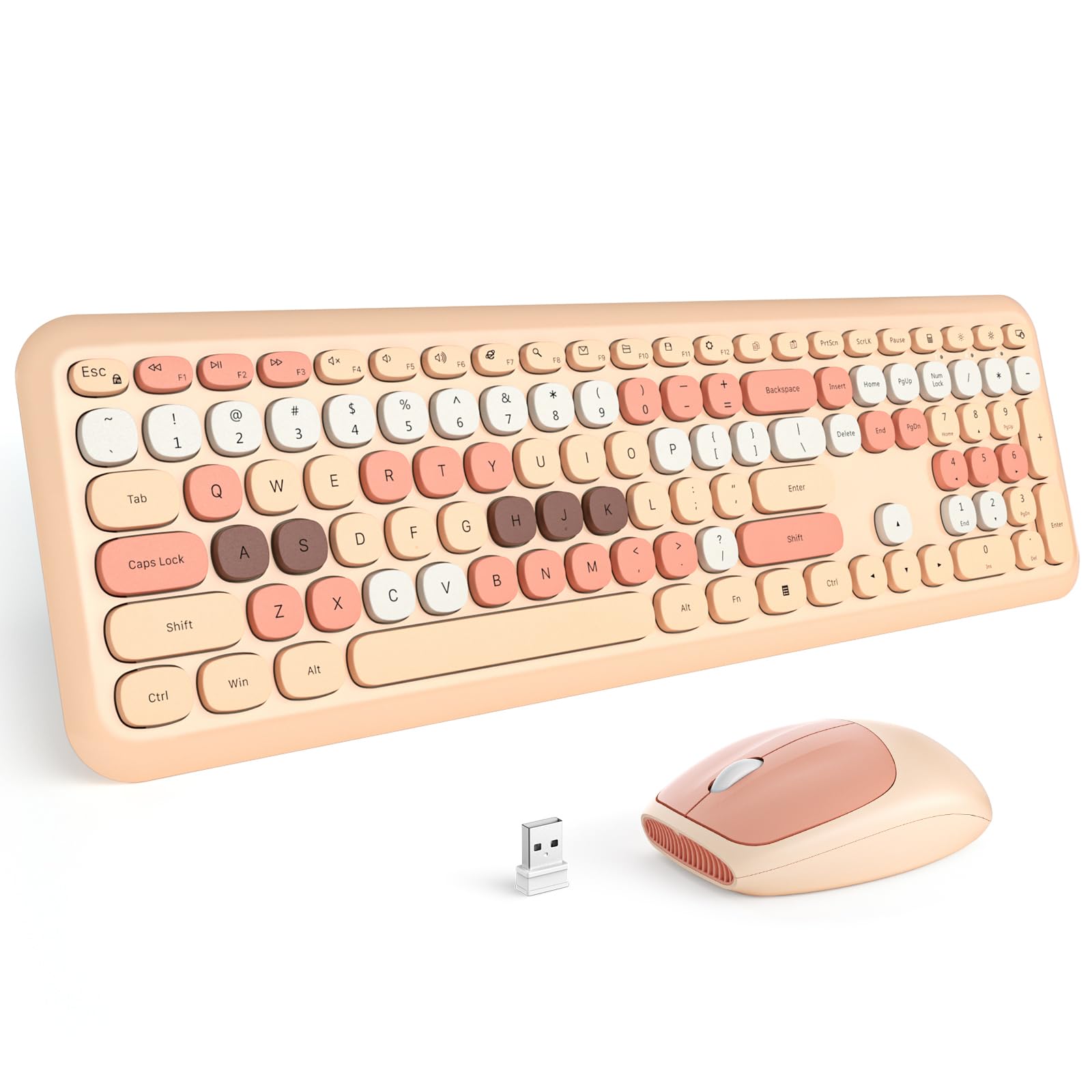 MOFII Wireless Keyboard and Mouse Combo, Colorful Full Size Keyboard ...