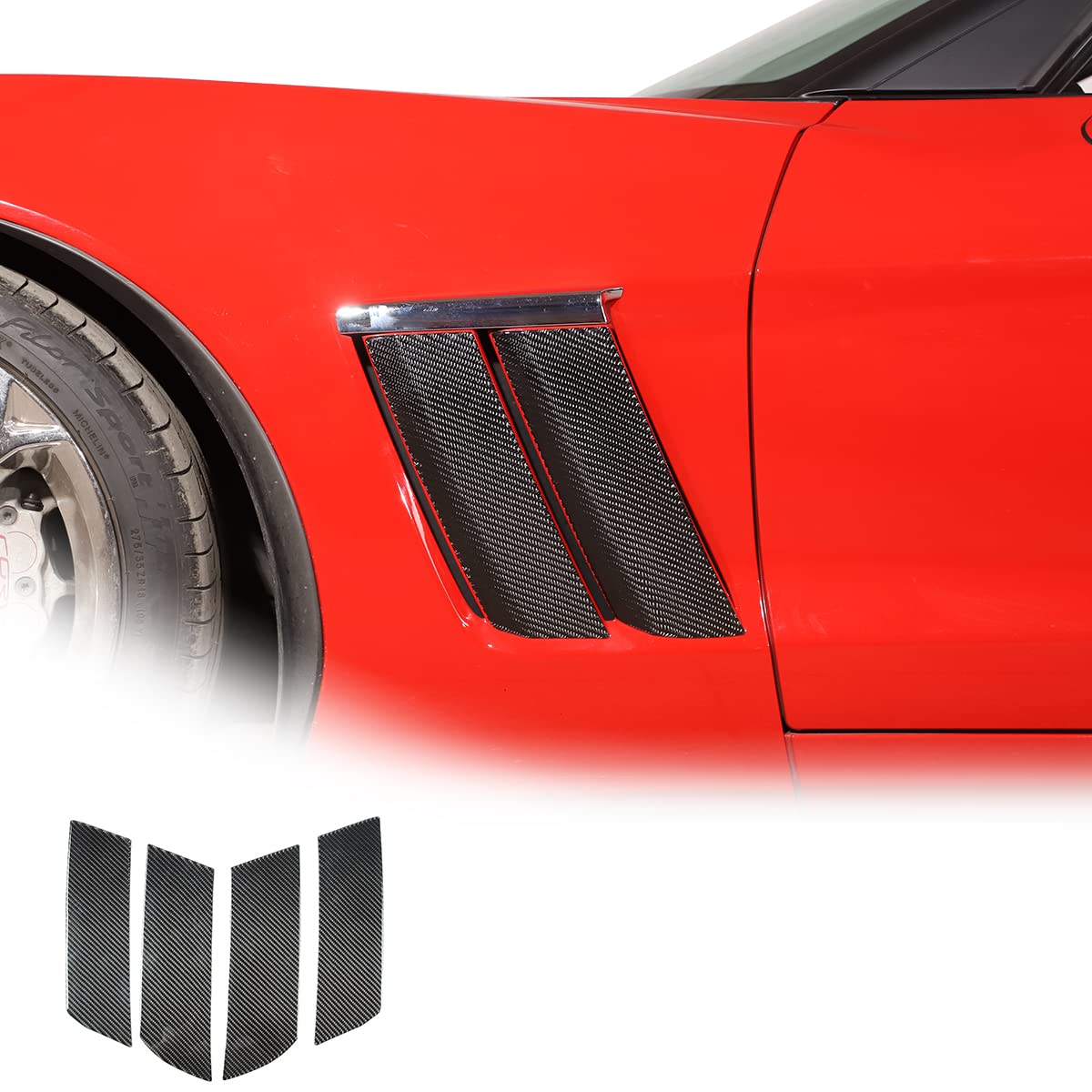 Soft Carbon Fiber Car Fender Side Vents Air Net Decal Sticker For ...