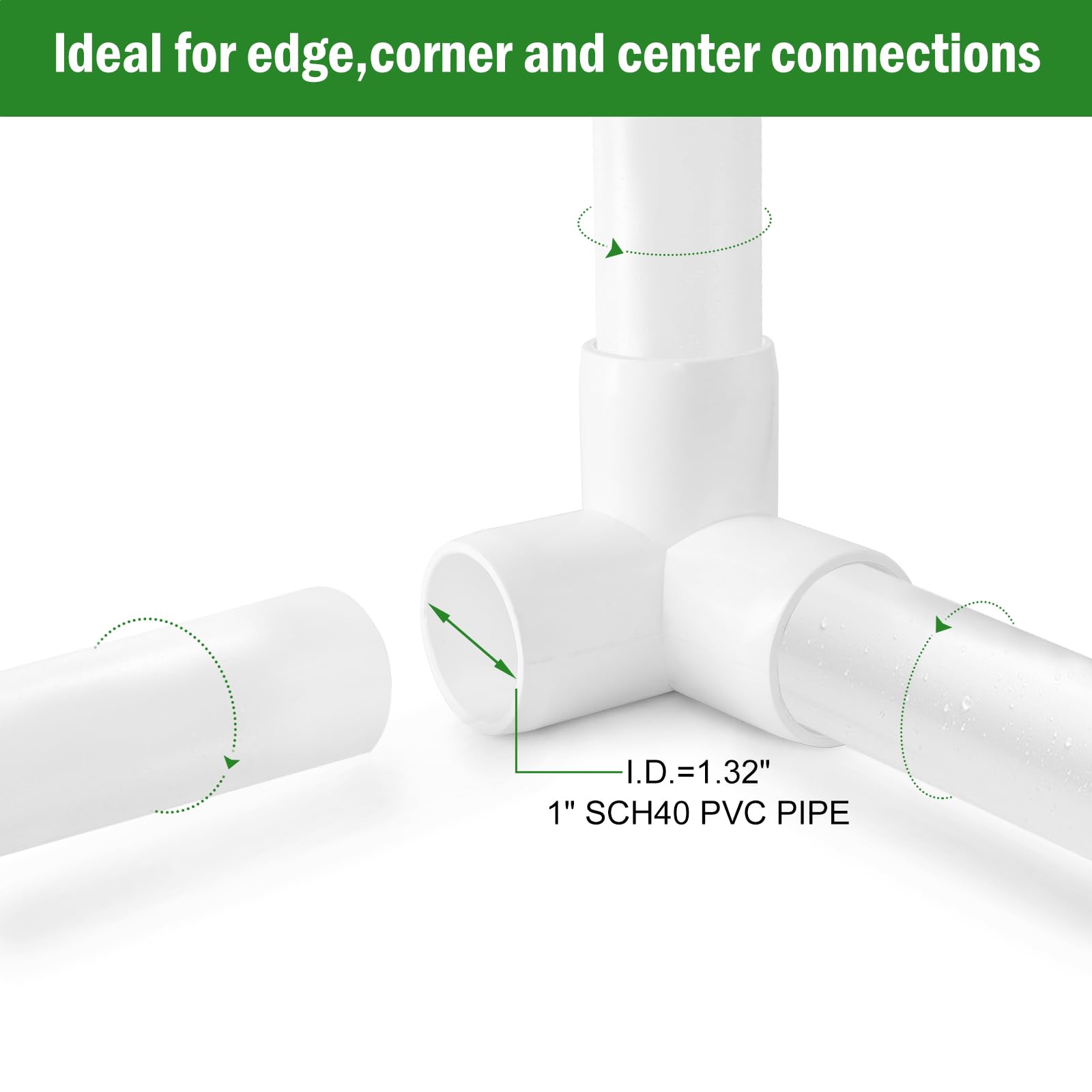Mua Zernmiarder 3 Way PVC Pipe Fittings 1 Inch, PVC Elbow Corner Side ...
