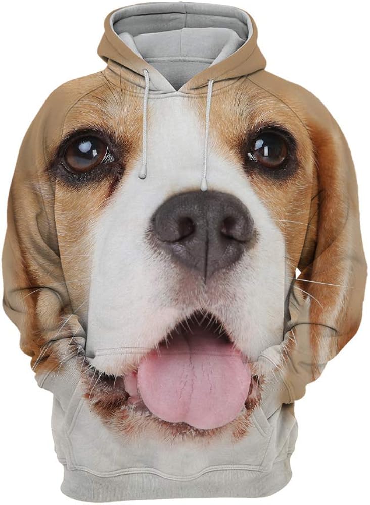Amazon.com: Unisex 3D Graphic Hoodies Animals Dogs Beagle Look for Men ...