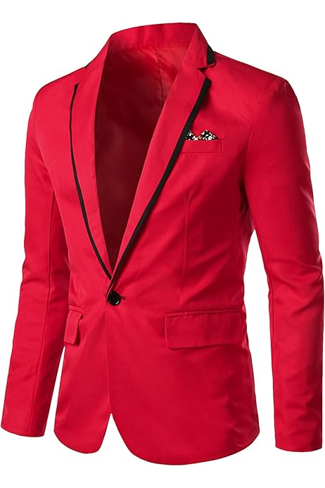 Blazer Ajustado Rojo Para Hombre