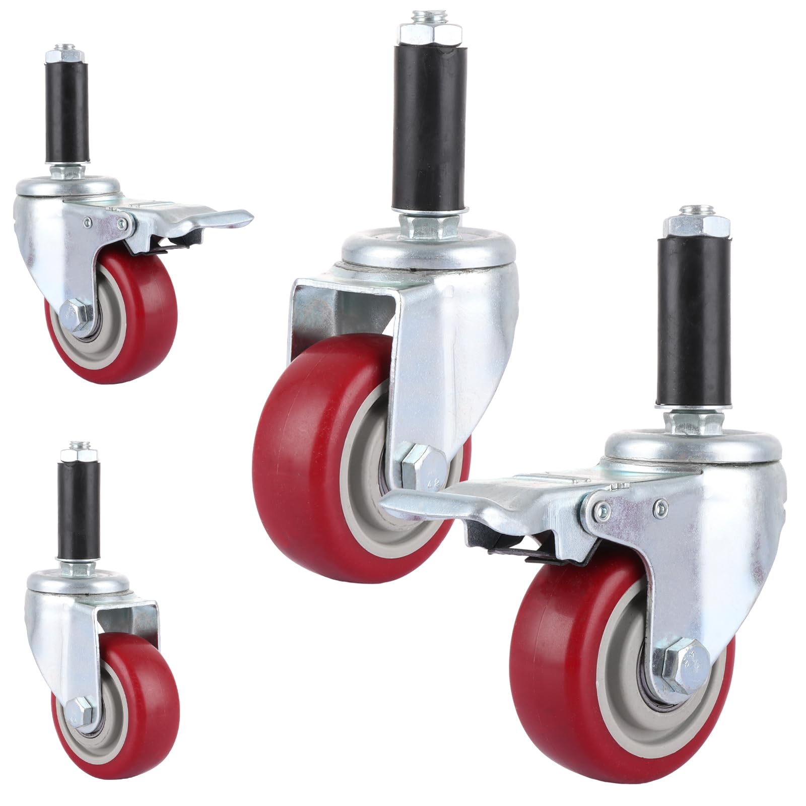 SHUESS 4 Pack 3" Prep Table Wheels, Expanding Stem Caster fit for 7/8 ...