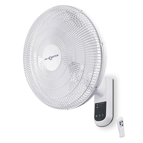 Air Monster Wall Mount Fan - 16 Inch | Remote Control Wall Fan with 90 ...