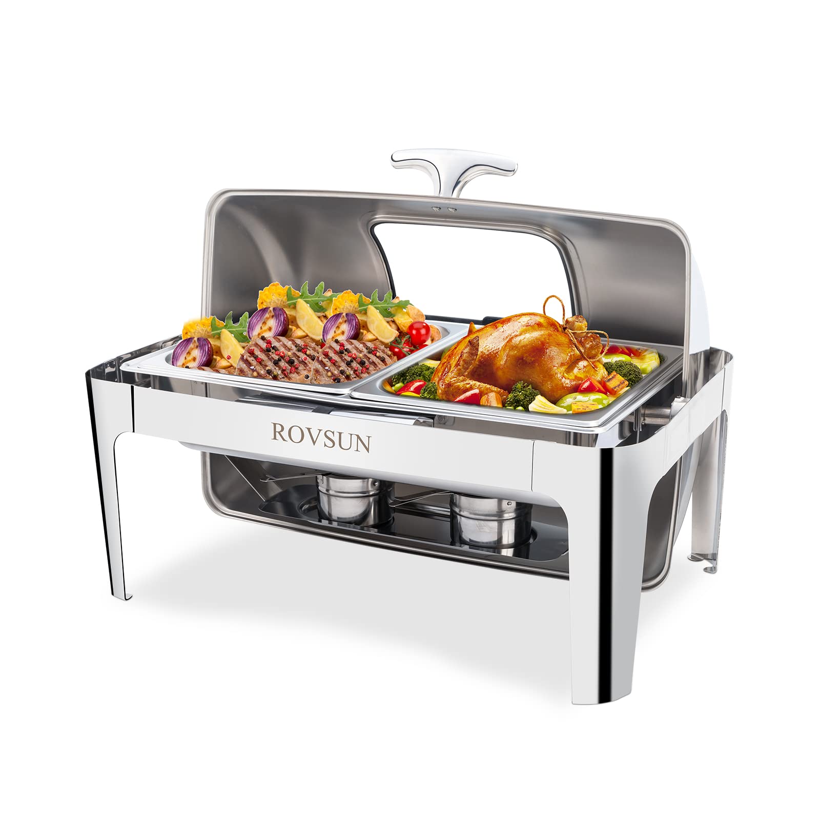 ROVSUN Roll Top Chafing Dish Buffet Set,NSF 9 Quart Rectangular ...