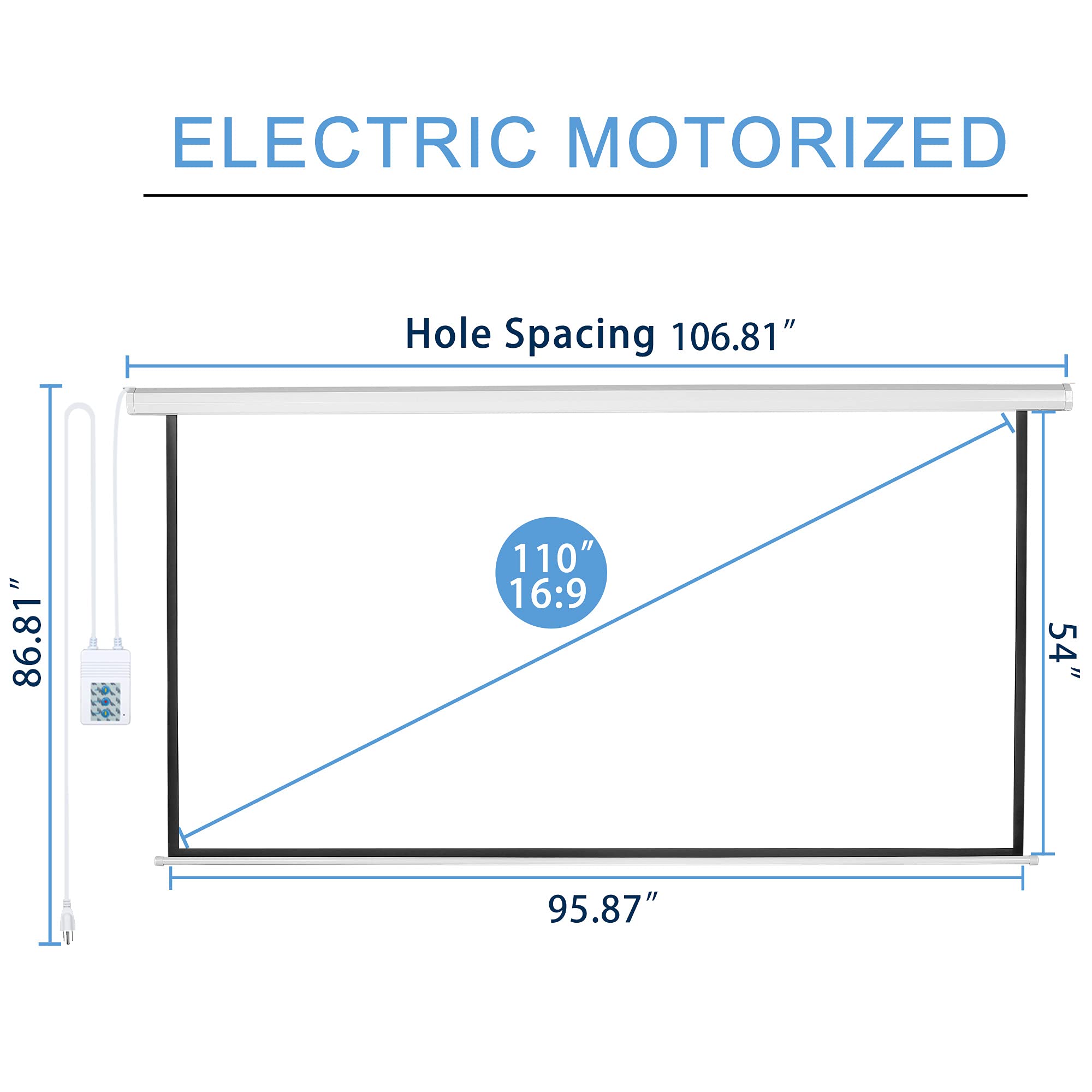 Kayle 110" Motorized Projector Screen Electric Diagonal Automatic ...