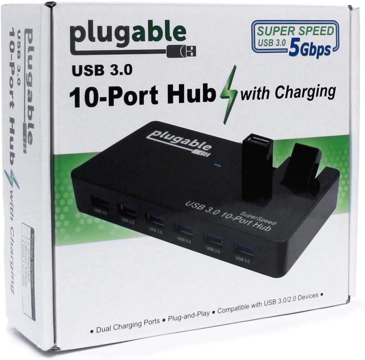 Plugable 10-Port USB 3.0 SuperSpeed Hub with 48W Power Adapter – BigaMart