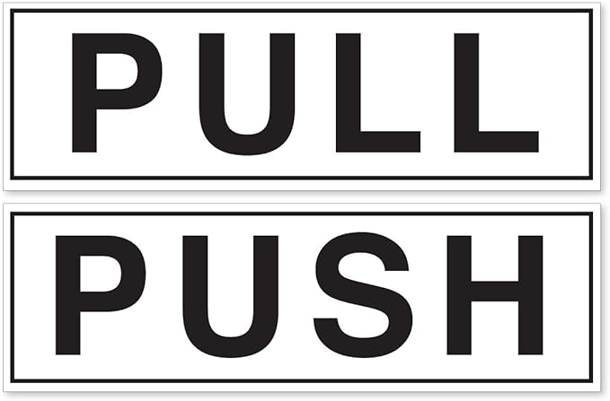 PUSH & PULL HORIZONTAL DOOR SIGN VINYL SAFETY STICKERS: Amazon.co.uk ...