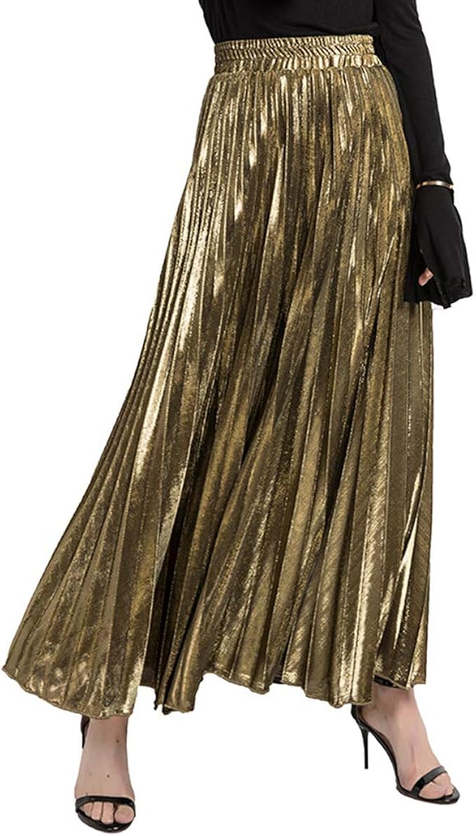 Damen Rock Plissierter Maxi Faltenrock Plisseerock A-Linie Falten ...