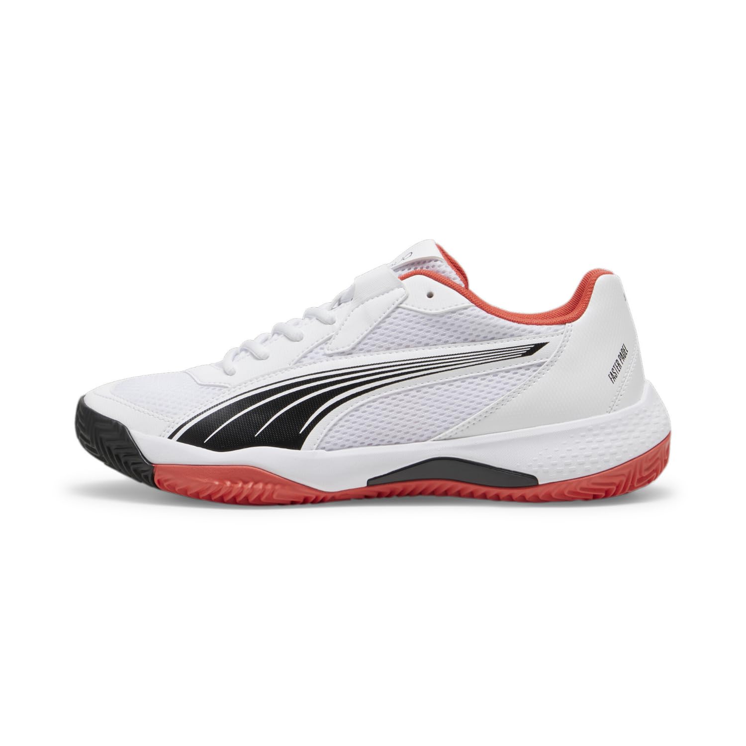 PUMA Mens Nova Court Pickleball Shoe, Mens White Mens Black-Active Red ...