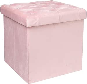 Amazon.com: B FSOBEIIALEO Storage Ottoman Cube, Velvet Tufted Folding ...