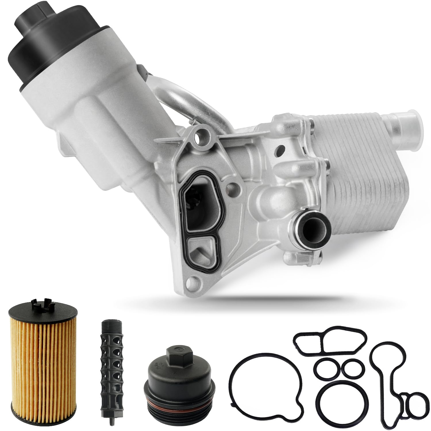 Engine Oil Cooler Filter Housing Assembly Adapter with Insert, Gasket ...