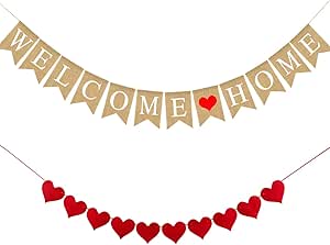 Amazon.com: Welcome Home Banner Burlap Sign Party Decorations, Rustic ...
