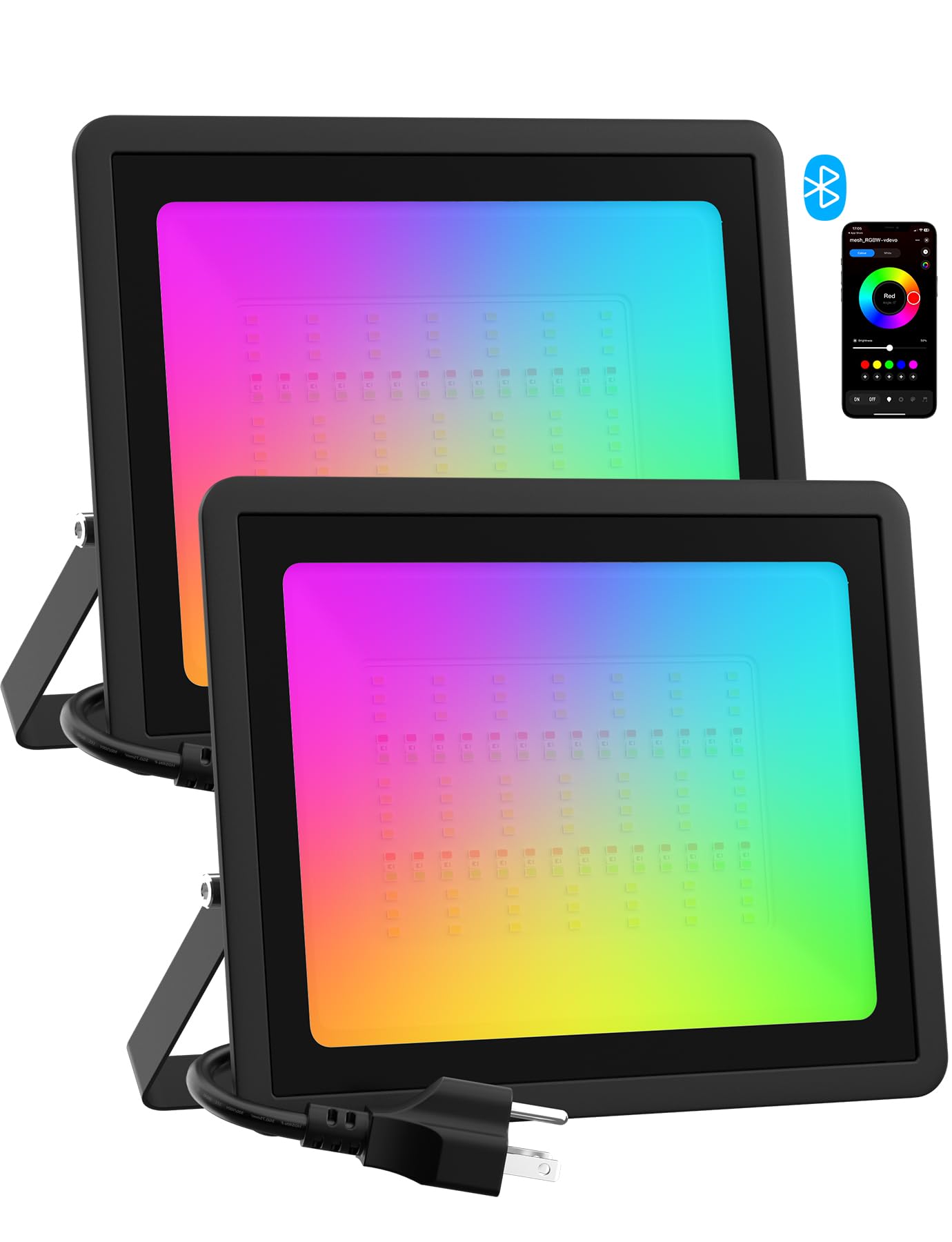 Meloght Led Flood Light Outdoor 800W Equiv, 100W RGBW Color Changing ...
