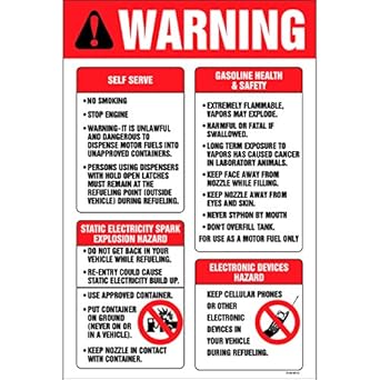 Amazon.com: Decals (Pack of 5) - Gas Pump Warning (6" x 4"): Industrial ...